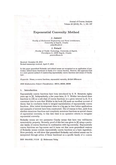 PDF Exponential Convexity Method