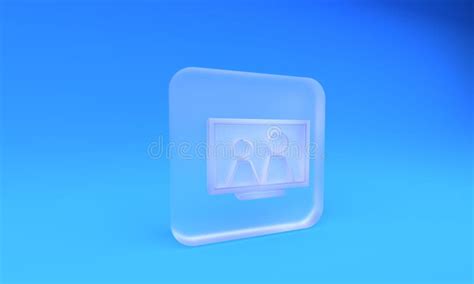 Frosted Glass Picture Frame On Table Icon Isolated On Blue Background Square Frosted Glass