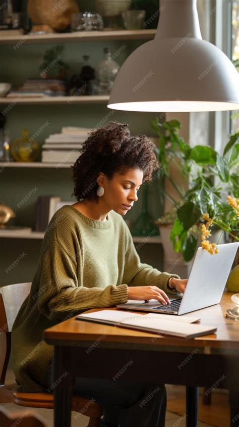 Premium Ai Image Side View Of African American Feamle Student Focused