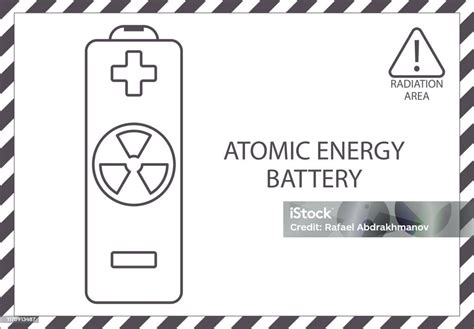 원자 에너지 배터리 방사선 영역 핵 아이콘의 윤곽선입니다 방사성 기호 주의 우라늄 라인 아트 일러스트 벡터 Eps 10 배터리