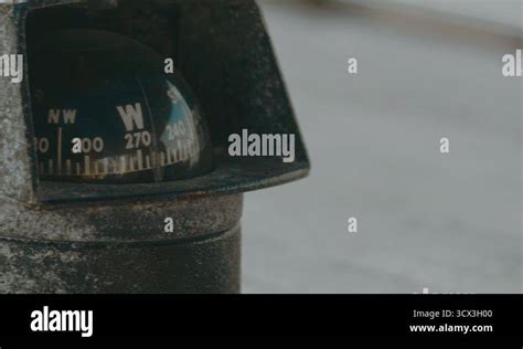 Close Up Sea Compass On Navigation Bridge In Sailing Ship Nautical Compass Coordinates On