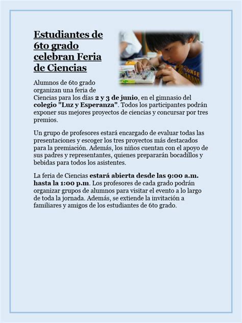 Ejemplo De Nota Informativa Corta Para Ninos De Primaria Pdf