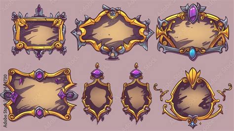 Rpg Game Ui Design With Gold And Silver Frames In The Medieval Style