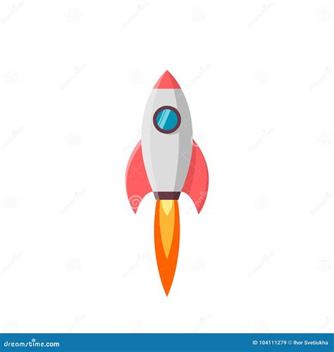 Rocket Launch Vector Illustration Isolated On White Stock Vector