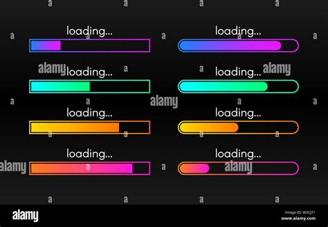 loading bar set on dark backdrop progress visualization color