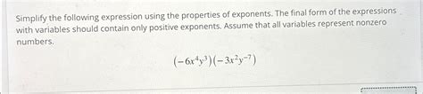 Solved Simplify The Following Expression Using The