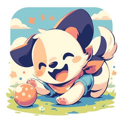 Premium Vector Cavapoo Playing With A Ball In The Yard