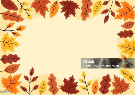 가을 나뭇잎 테두리 배경 벡터 일러스트 레이 션 배너 프리젠 테이션을위한 가을 프레임 템플릿 0명에 대한 스톡 벡터 아트 및 기타 이미지 Istock