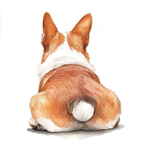 Printable Cute Corgi Butt Clipart Watercolor Art Cute Clipart