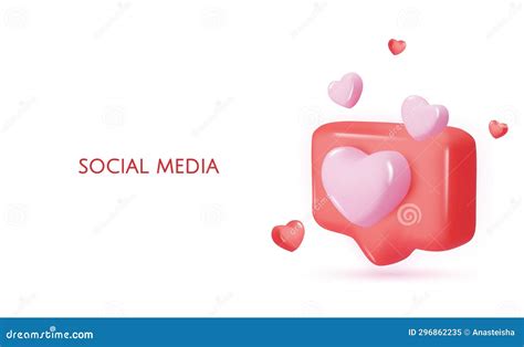 3d vector icon message dialog button with heart realistic elements for