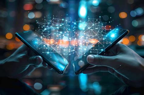 Smooth Data Transfer Between Mobile Devices Enhancing Sharing Experience Stock Illustration