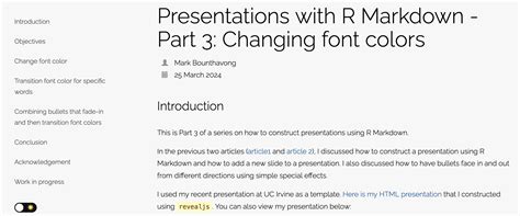 Presentations With R Markdown Part 3 Changing Font Colors Mark Bounthavong