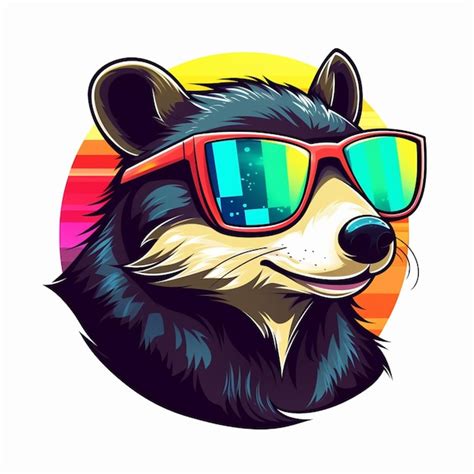 A Close Up Of A Bear Wearing Sunglasses On A White Background