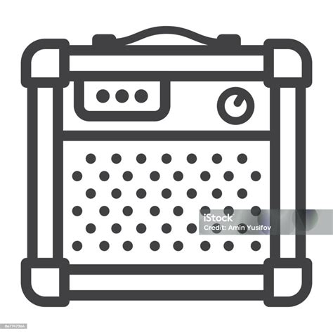 증폭기 라인 아이콘 음악 악기 소리 기호 벡터 그래픽 흰색 배경 Eps 10에 선형 패턴 가득 찬에 대한 스톡 벡터 아트 및