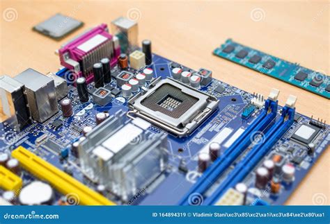 LGA Socket On Motherboard Close Up Blue Motherboard Stock Image Image Of Memory Desk