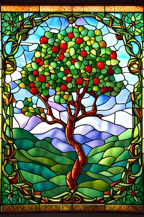 Stained Glass Apple Tree