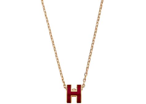 Hermes Mini Pop H Pendant Rouge Rubis In Lacquered Metal With Gold Tone