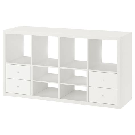 Kallax Shelving Unit With 4 Doors With 2 Shelf Inserts White 147x77 Cm Ikea Eesti