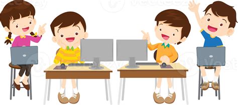 Students With Computer Learningonline Class Technology 47650295 Png