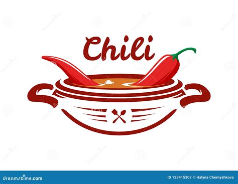 Chili Soup With Red Pepper Vector Emblem Stock Vector Illustration Of Cayenne Icon 123415307