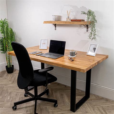 Domli Solid Wood Oiled Oak Office Desk With Black Industrial Legs