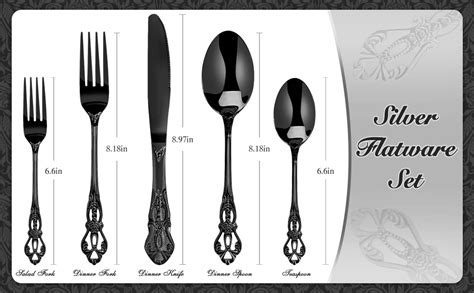 8 Sets Of Black Silverware 40pcs Retro Flatware Stainless