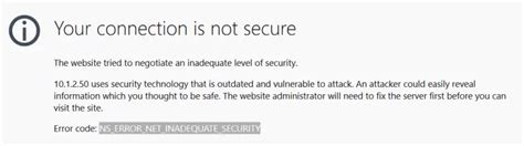 how to fix ns error net inadequate security and err spdy inadequate transport security in iis on