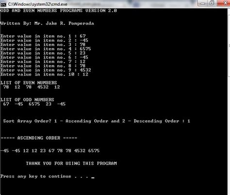 Free Programming Source Codes And Computer Programming Tutorials Odd And Even Numbers With