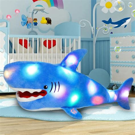 Cuteoy Light Up Singing Shark Plush Toy Led Musical Stuffed