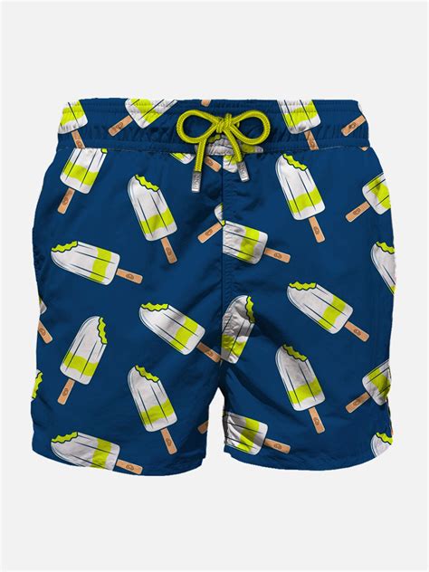 Man Mid Length Gustavia Swim Shorts With Lemonissimo Print Algida Sp