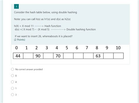 solved 1 consider the hash table below using double hashing