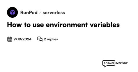 How To Use Environment Variables Runpod