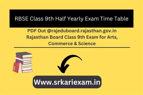 Rbse Class 9th Half Yearly Exam Time Table 2023 24 Pdf Out