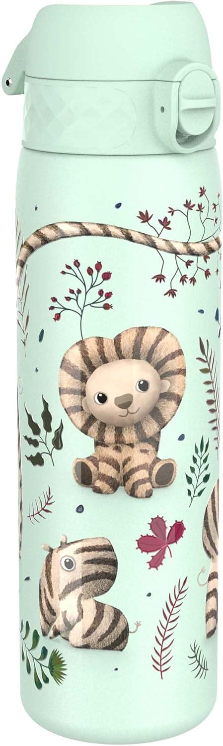 Ion8 Leak Proof Slim Water Bottle Stainless Steel Zebra Fans 600 Ml