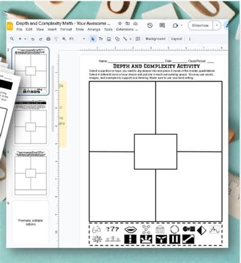 Editable Printable Digital Depth Complexity Thinking Gate Icons Math Extension