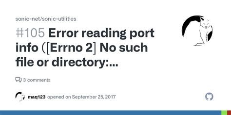 error reading port info [errno 2] no such file or directory usr