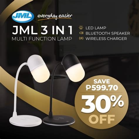 Jml Desk Lamp With Bluetoth Speaker And Wireless Charger Audio