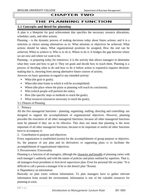 Introduction To Management Chapter 2 Pdf Goal Planning