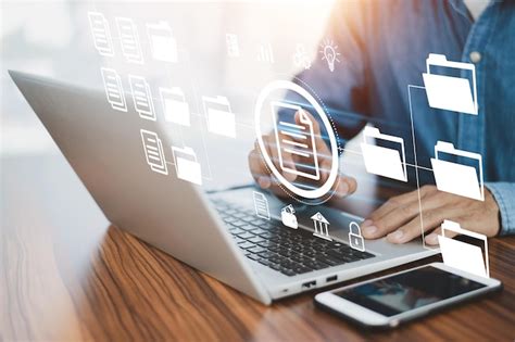 Premium Photo Document Management Concept Businessman Using Computer To Document Management