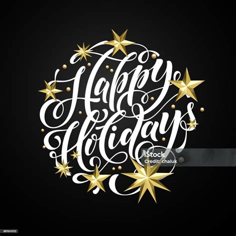 행복 한 휴일 황금 장식 크리스마스 인사말 카드 또는 흰색 배경에 초대 손에 이끌려 서 예 글꼴 벡터 크리스마스 또는 새 해 금