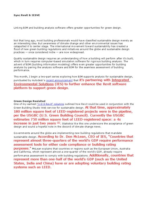 Sync Revit And Iesve Pdf Building Information Modeling Autodesk Revit