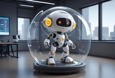 A Robot In A Bubble With A Robot On It Premium Ai Generated Image