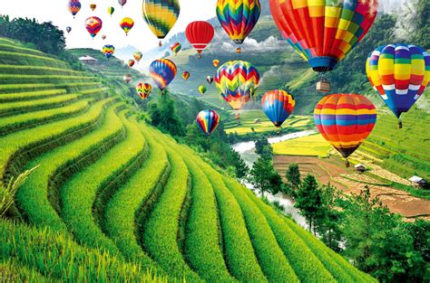 Пазл воздушные шары и каскады разгадать онлайн из раздела Картины бесплатно