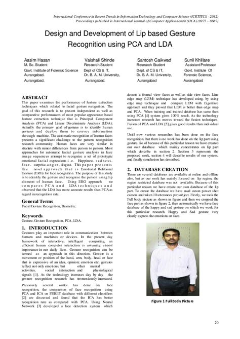 Pdf Design And Development Of Lip Based Gesture Recognition Using Pca