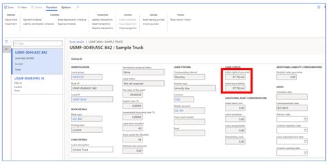 Picture61asset View Of Lease Information In Dynamics 365 Ellipse