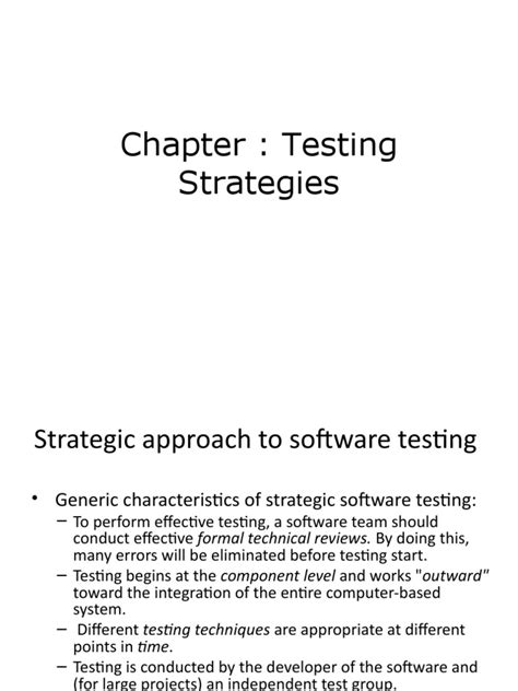Chapter 9 Testing Strategies Pdf Software Testing Unit Testing