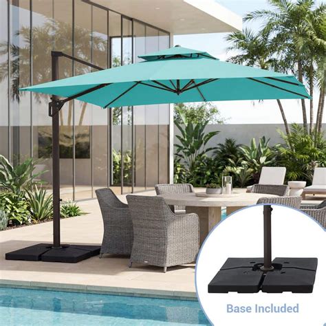 Jearey 10 Ft X 10 Ft Square Cantilever Patio Umbrella With Weighted