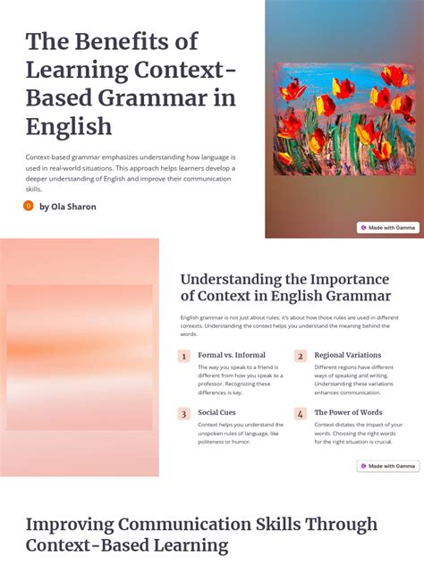 The Benefits Of Learning Context Based Grammar In English Pdf
