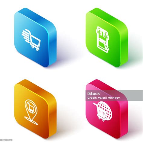 아이소메트릭 라인 쇼핑 카트 모바일 및 쇼핑 위치 및 글로브 아이콘을 설정합니다 벡터 3차원 형태에 대한 스톡 벡터 아트 및 기타 이미지 3차원 형태 구매 다중 색상