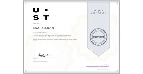 Raaj Kishan On Linkedin Completion Certificate For Create Your First Python Program From Ust